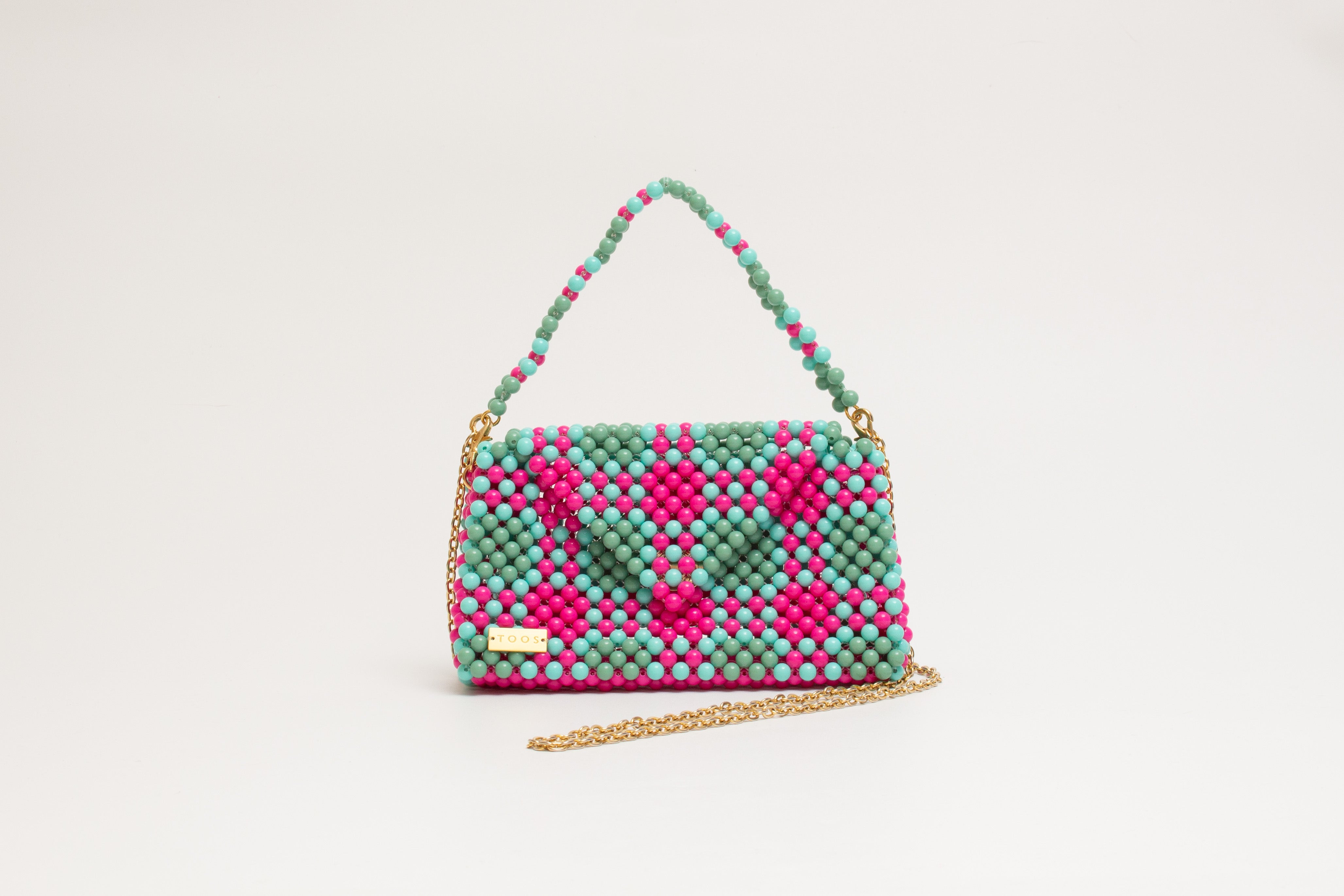 three way chain bag big（pink green blue） – TOOS